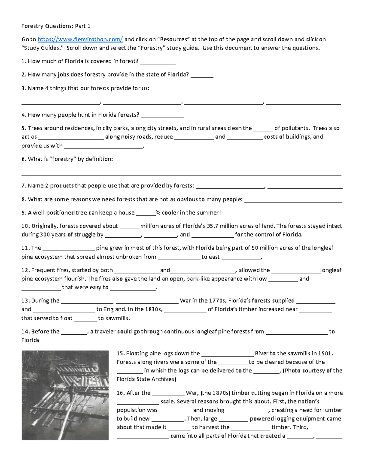 Forestry Questions Part 1 - ” Scroll down and select the “Forestry ...