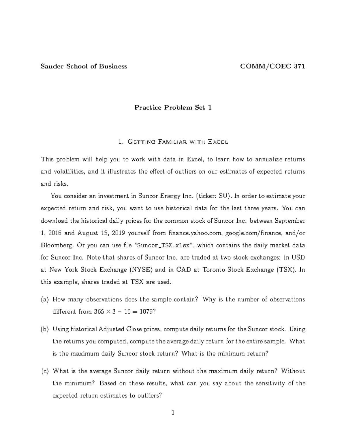 Comm371 Practise Problems - Sauder School of Business COMM/COEC 371 ...