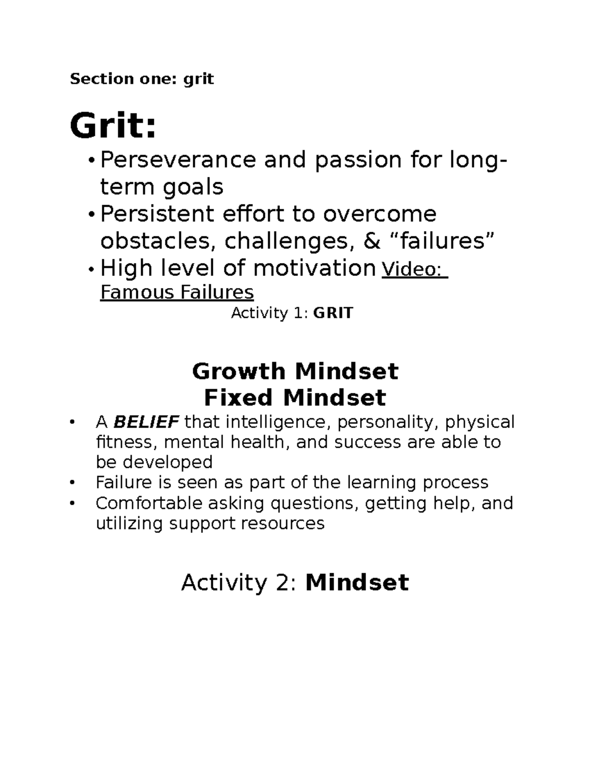 Success 101 - Executive Coaching - Section one: grit Grit: Perseverance ...