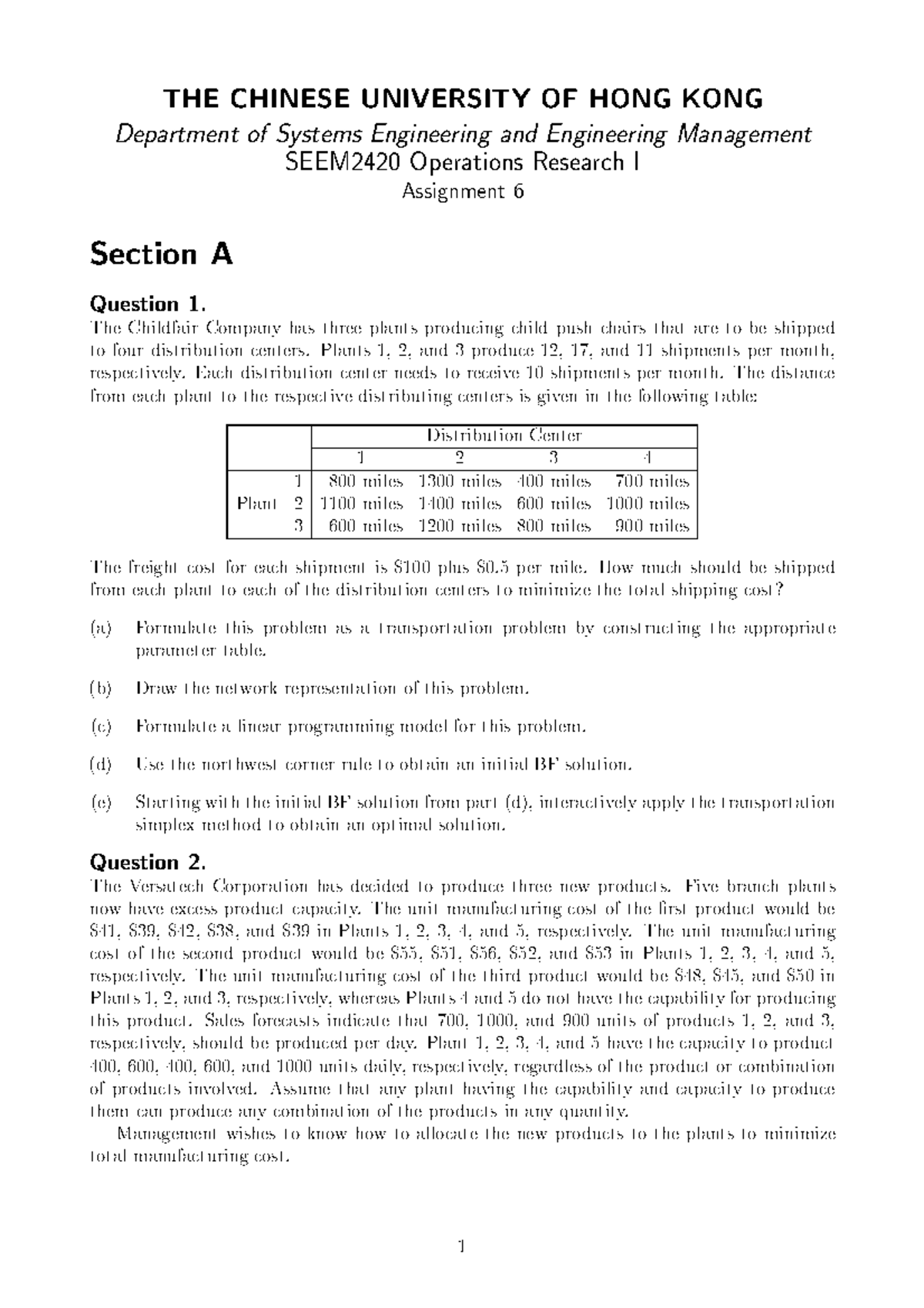 Hw6 - assignment 6 - THE CHINESE UNIVERSITY OF HONG KONG Department of ...