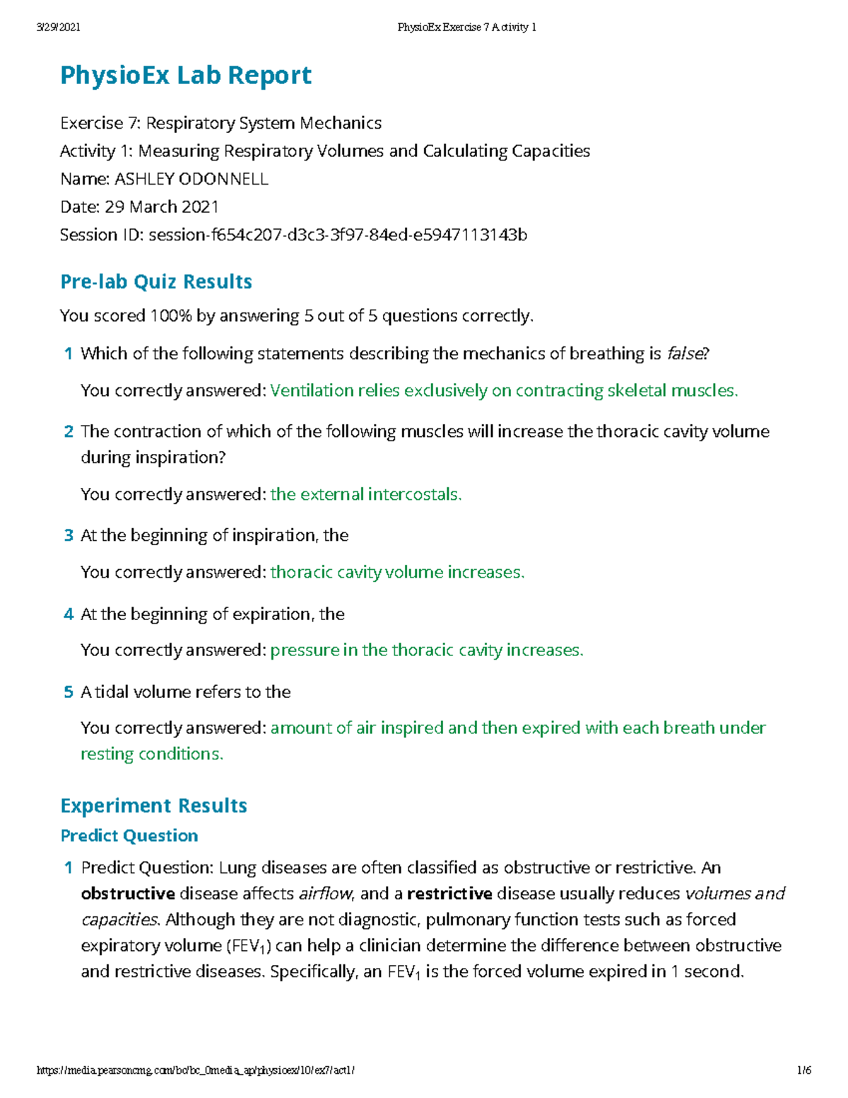 Physio Ex Exercise 7 Activity 1 - PhysioEx Lab Report Exercise 7 ...