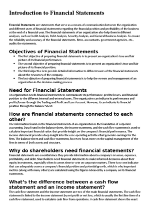 Introduction to Financial Statements - Introduction to Financial ...