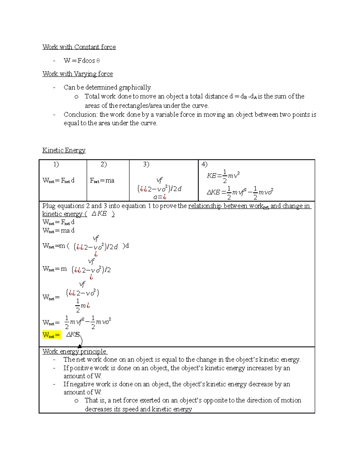 CH6 Textbook - Summary General Physics II (Lec) - Work with Constant ...