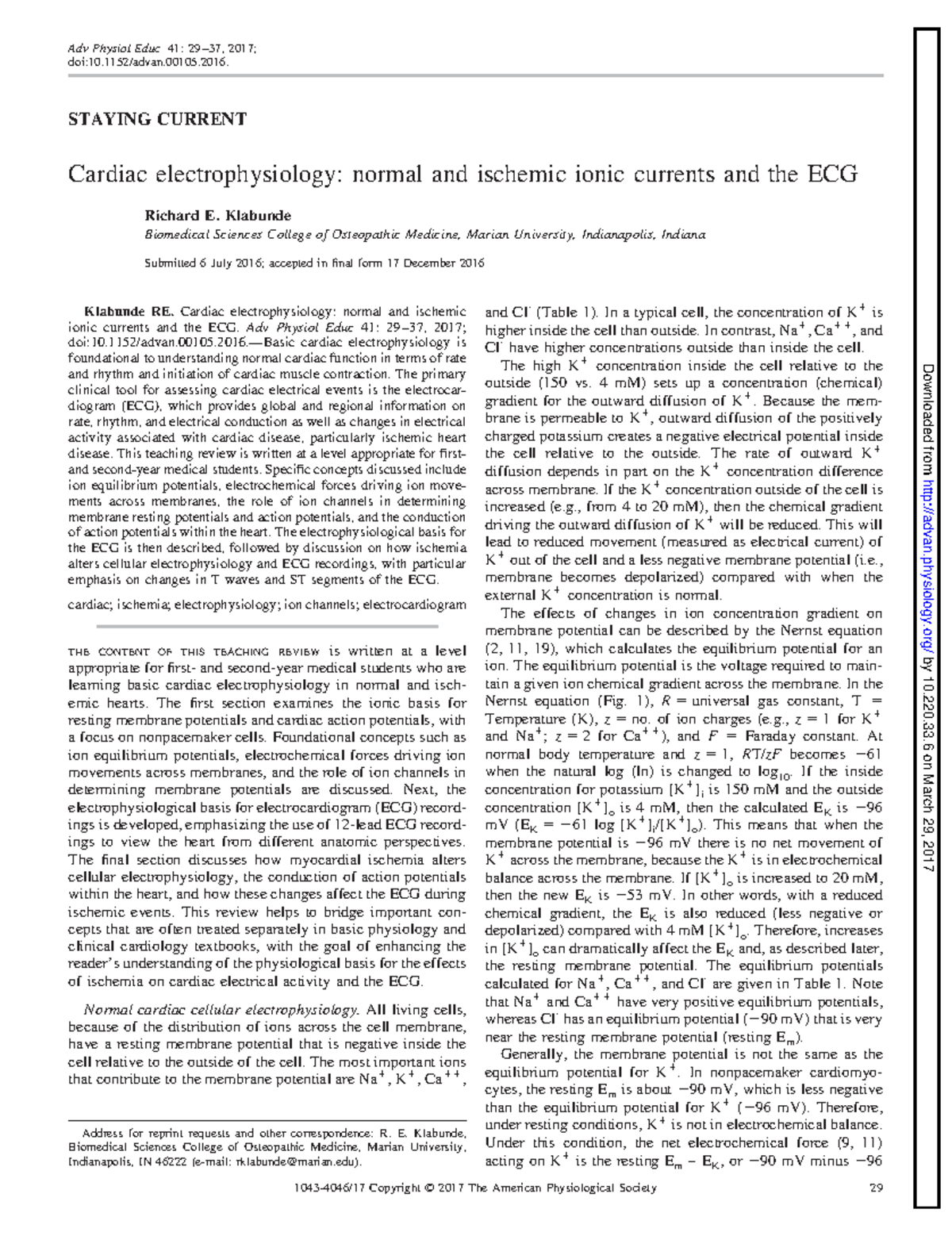 Ekg articulo - STAYING CURRENT Cardiac electrophysiology: normal and ...