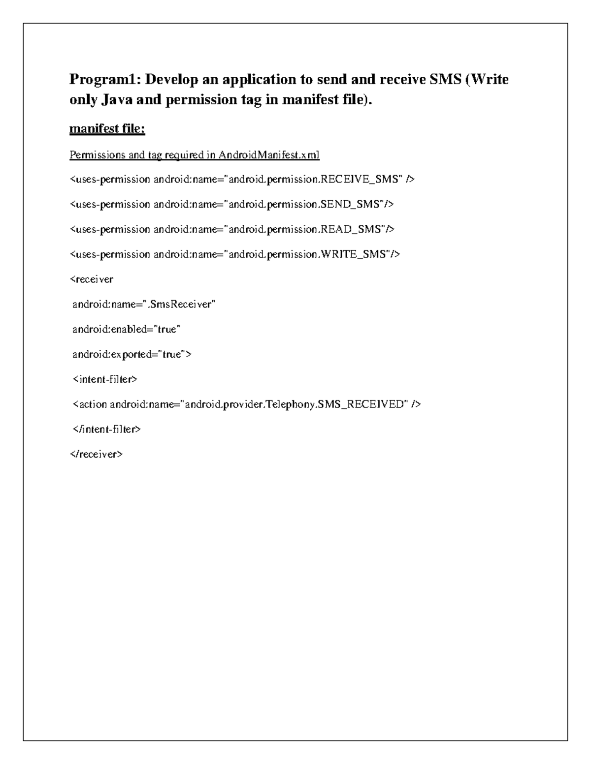 MAD IMP Program - Notes - Program1: Develop an application to send and ...