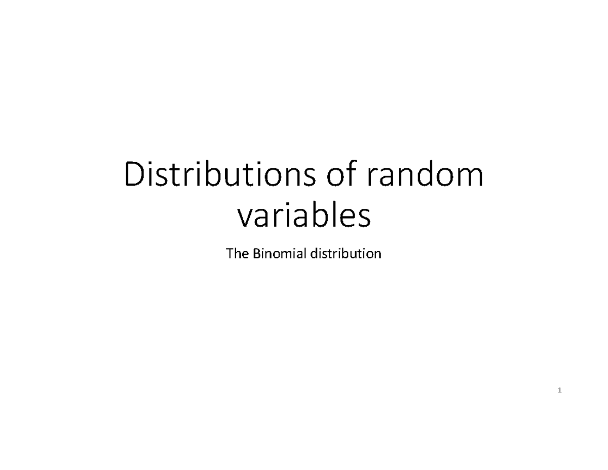 Sec 3.2 The Binomial distribution - Distributions of random variables ...