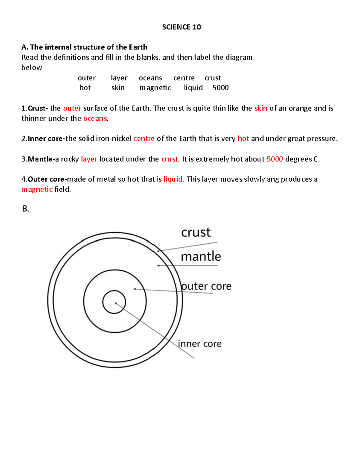 Science 10 Activity - This document is an assignment when I was a Grade ...