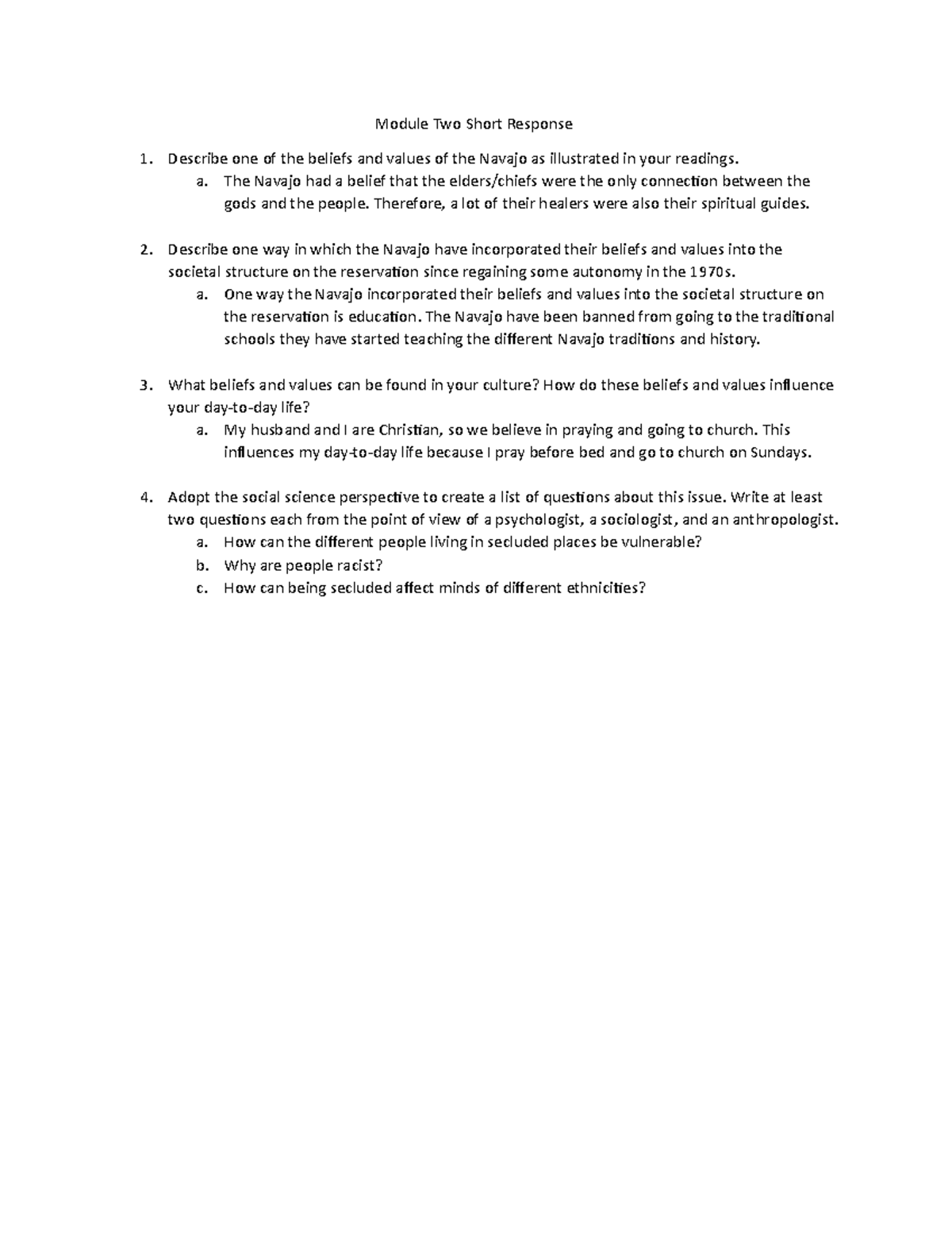 SCS-200 Module Two Short Response - Module Two Short Response Describe ...