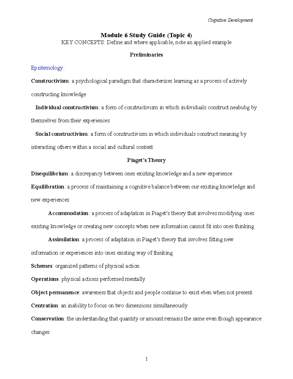 Module 6 Study Guide - Corinne Zimmerman - Module 6 Study Guide (Topic ...