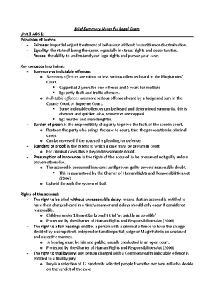 Legal Studies Unit 3 and 4 Exam Revision - AUSTRALIA’S JUSTICE SYSTEM ...