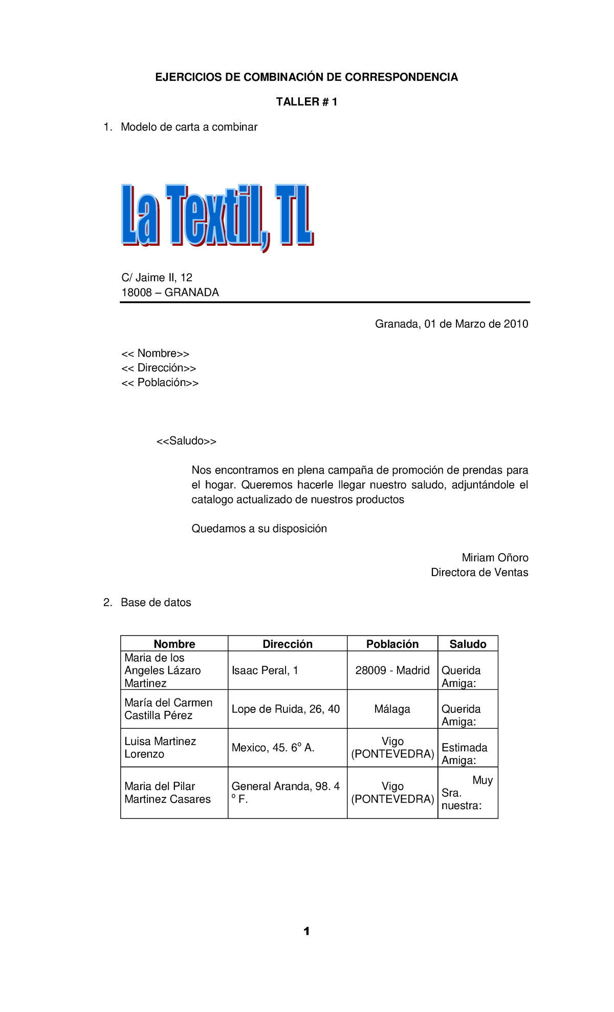 Combinacion de correspondencia mas ejempplos con base de datos ...