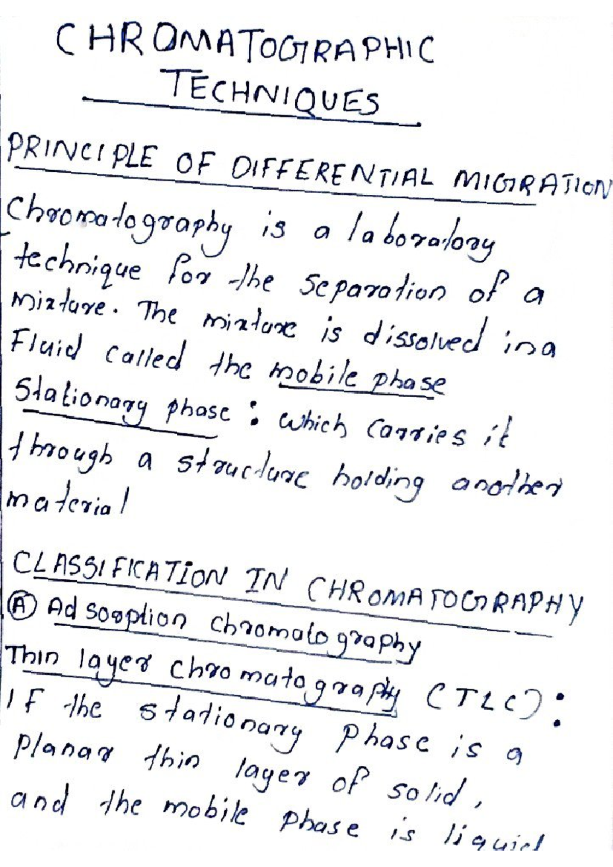 Chromatographic techniques (short note) - Bsc Physics - Studocu