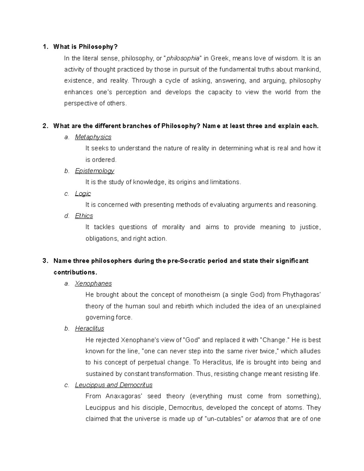 PHL01 Assessment 1 - What is Philosophy? In the literal sense ...