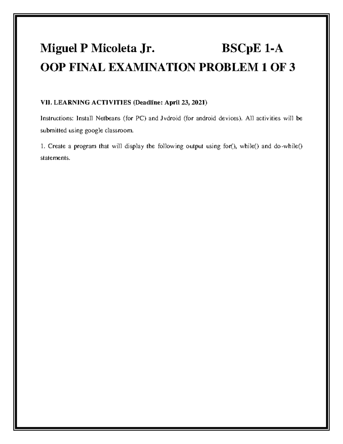 Module 1 DONE - It contains Programming problems and it has solutions ...