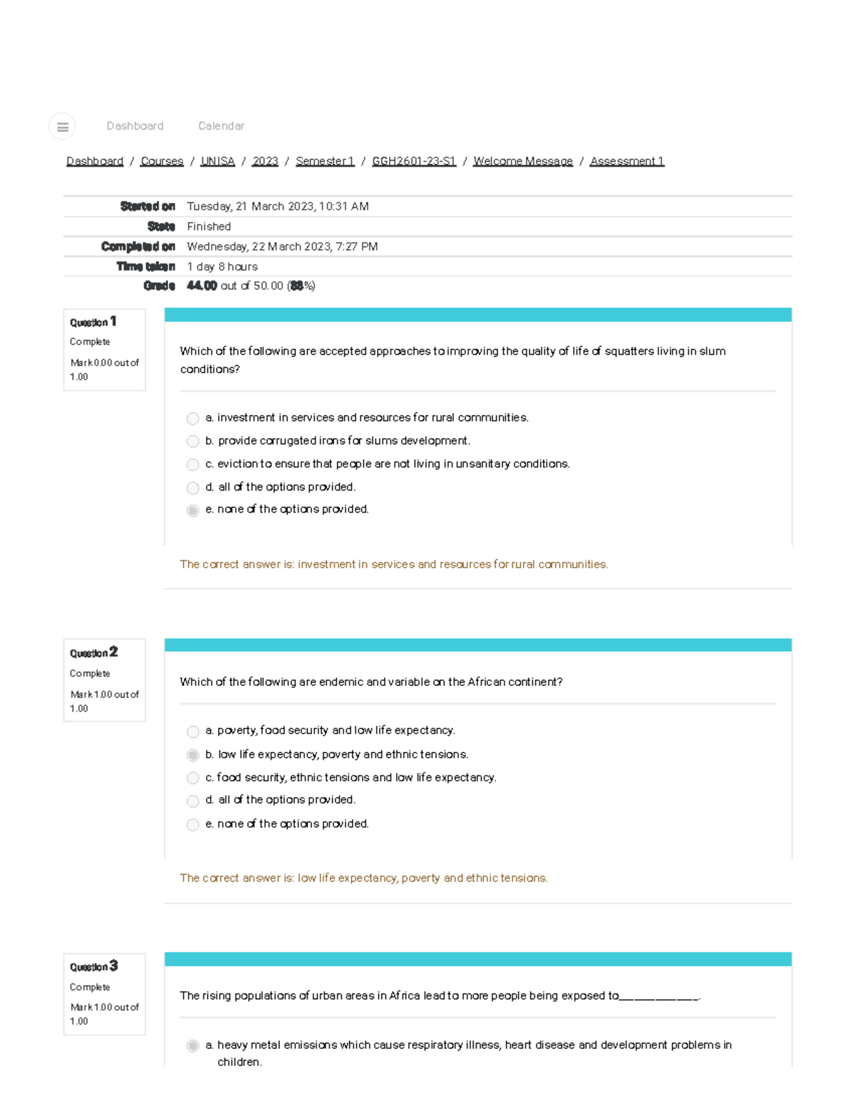 Assessment 1 Attempt review - Question 1 Complete Mark 0 out of 1 ...