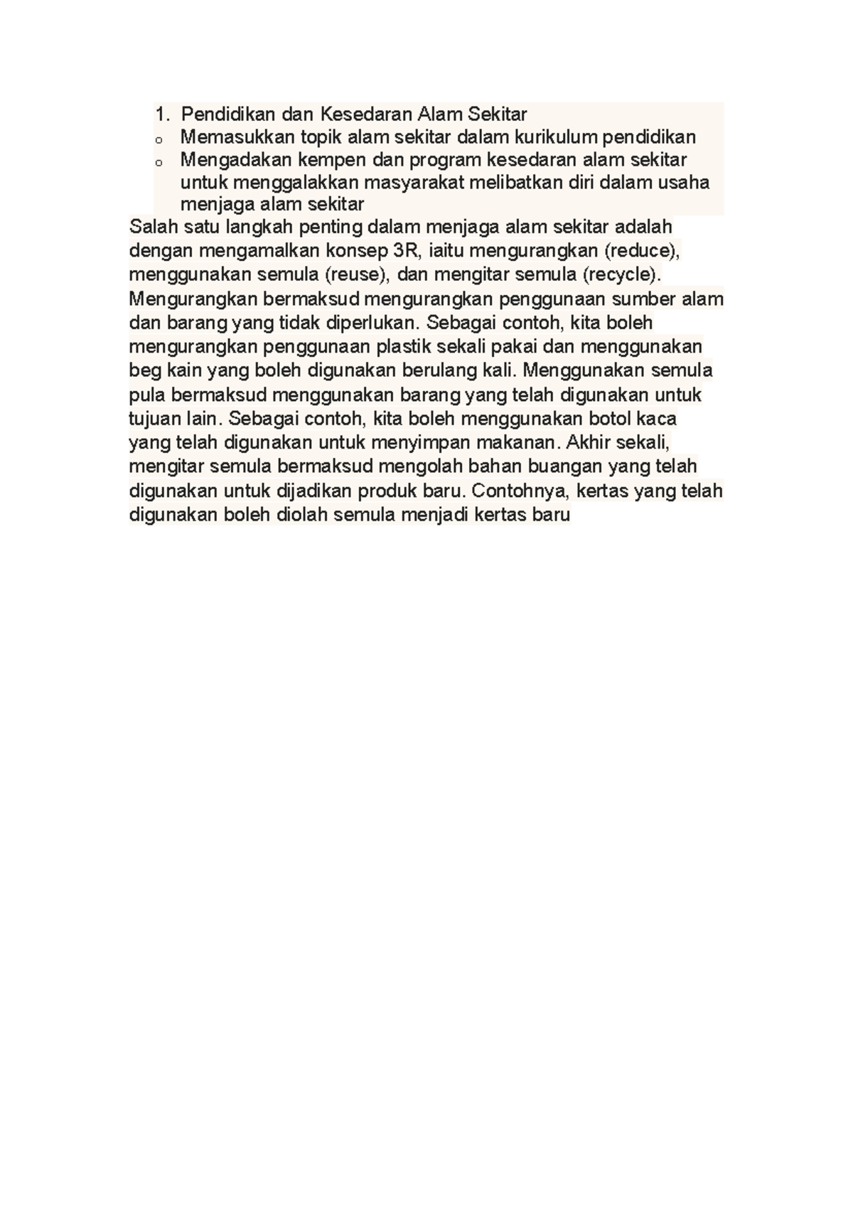 Langkah menjaga alam sekitar 4 - 1. Pendidikan dan Kesedaran Alam ...