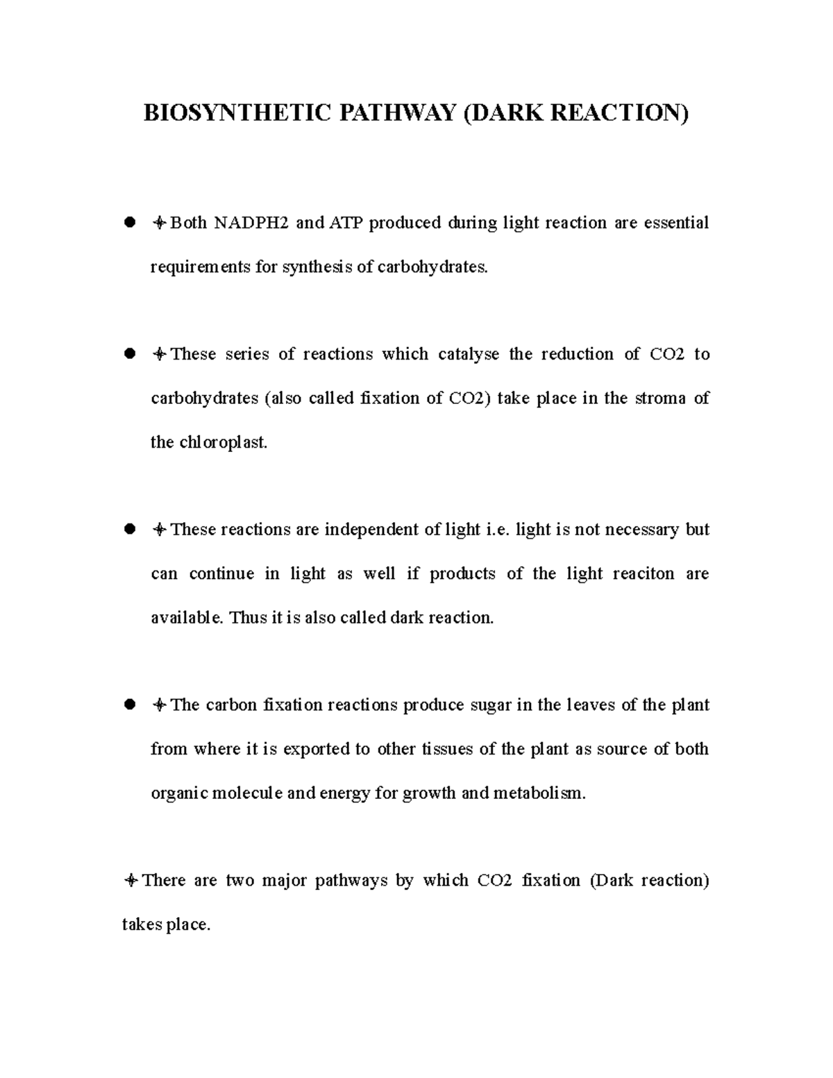 Biosynthetic Pathway Dark Reaction Biosynthetic Pathway Dark Reaction Both Nadph2 And Atp