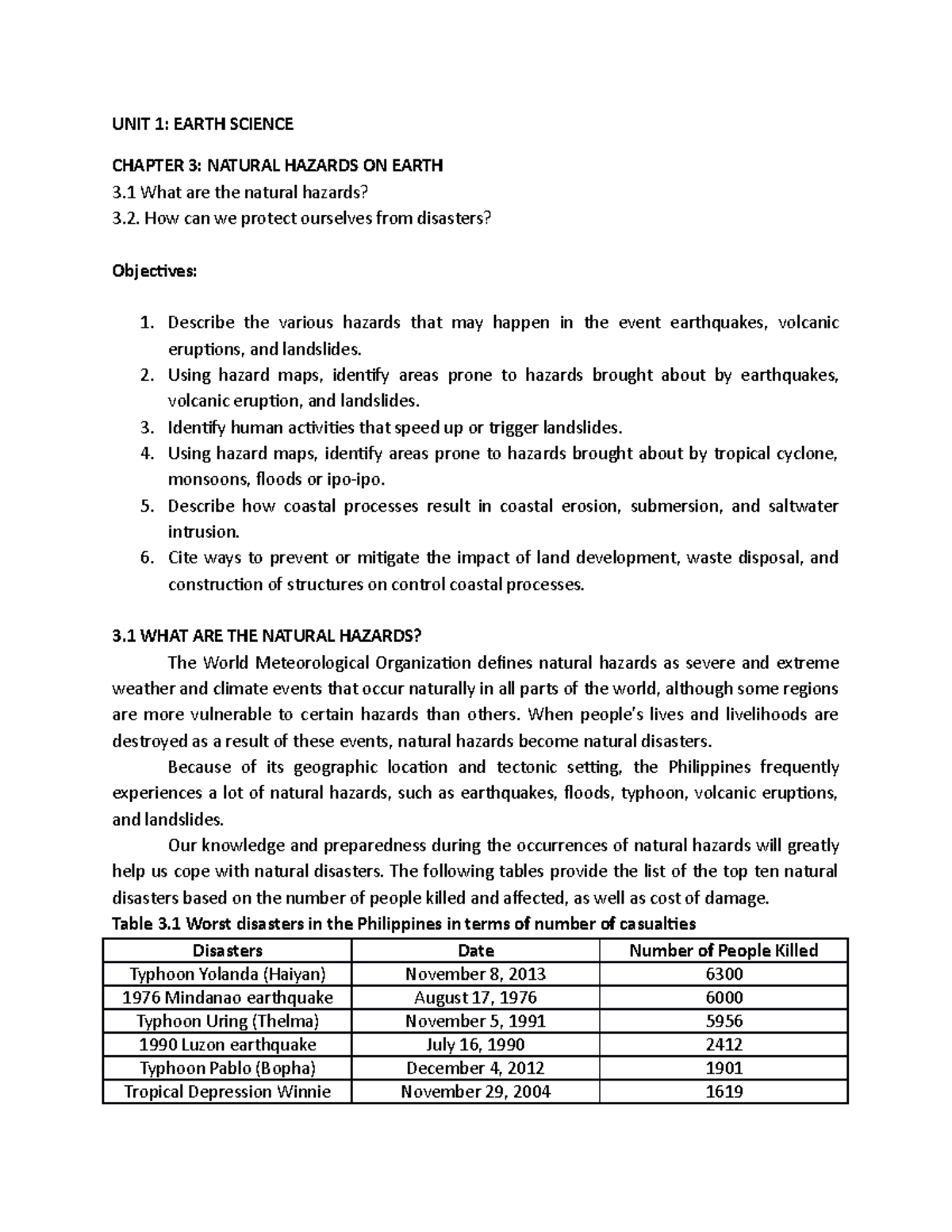 ELS chap3 - school proj - UNIT 1: EARTH SCIENCE CHAPTER 3: NATURAL ...