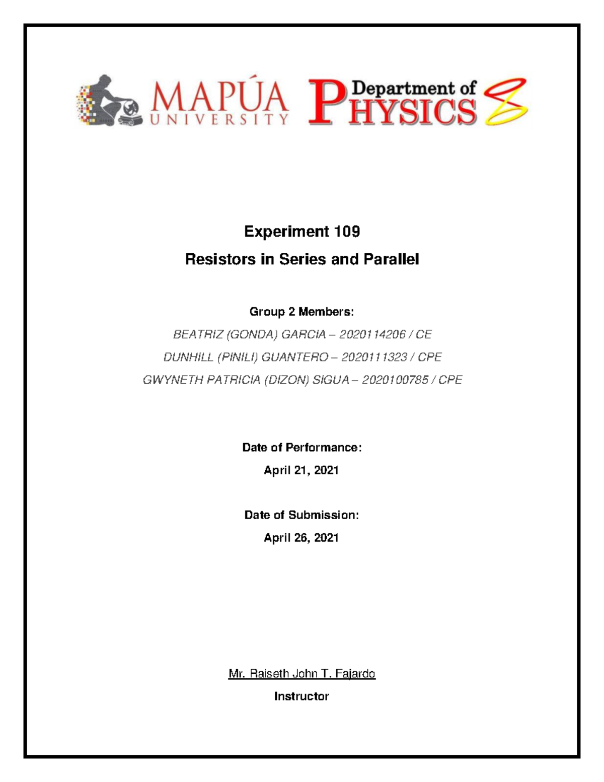 Experiment 109 Group 2 - This was seen as an act of treason by the ...