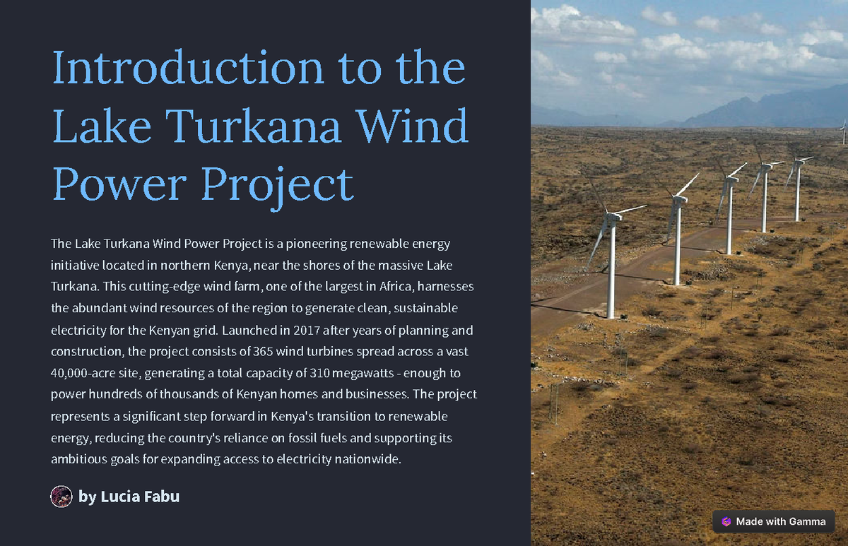 Introduction to the Lake Turkana Wind Power Project - Introduction to ...