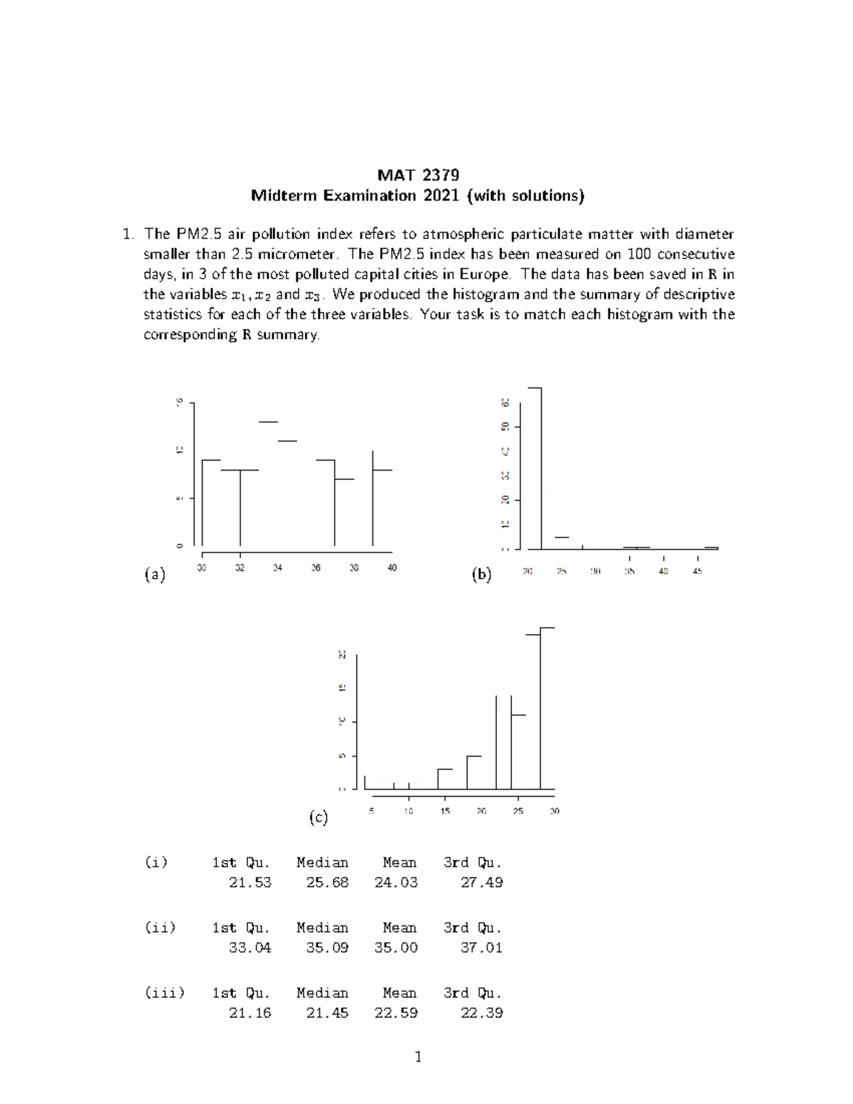 2379-midterm 21sol - Midterm practice answers from Kelly Burkett - MAT 2379 Midterm Examination ...