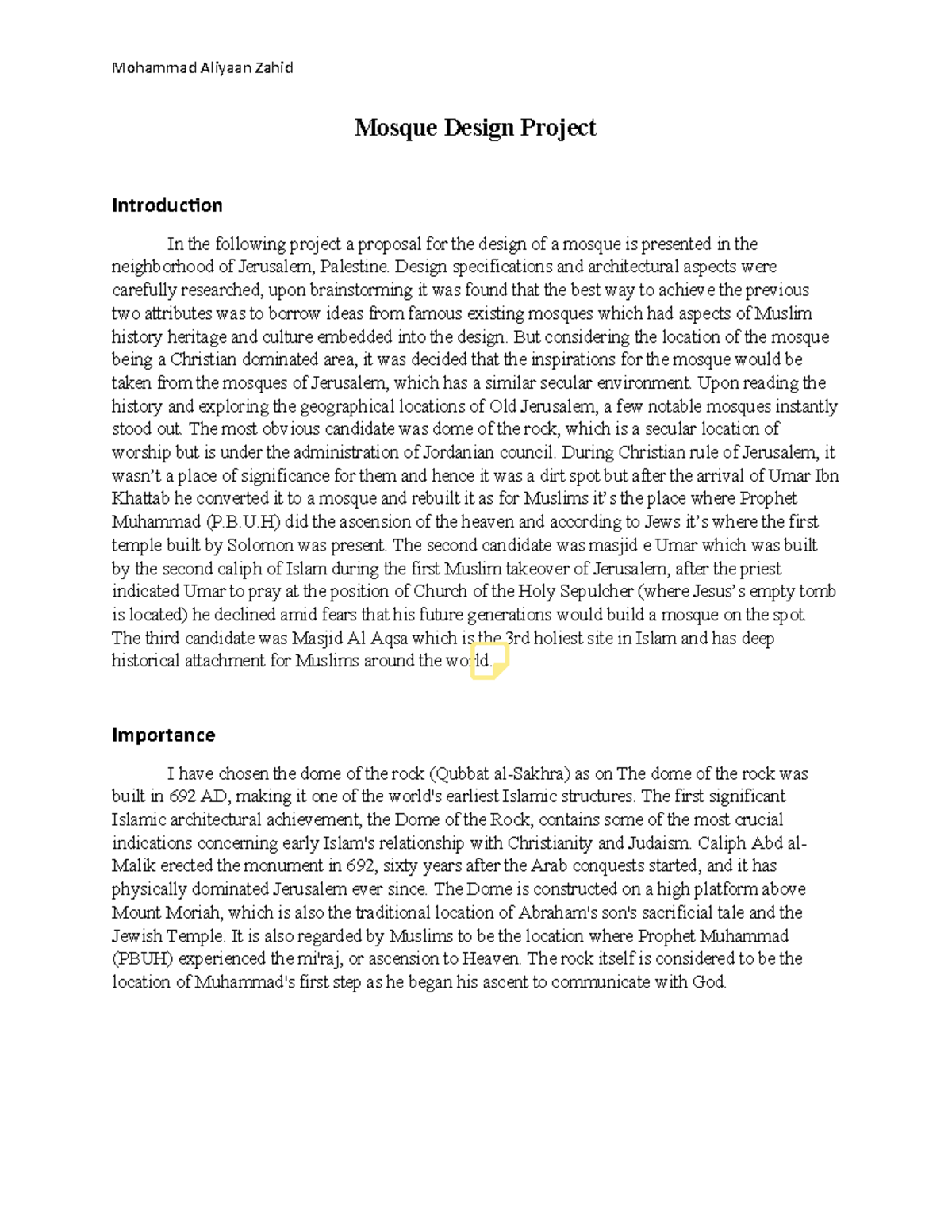 Mosque+Design+Project - Mosque Design Project Introduction In the ...