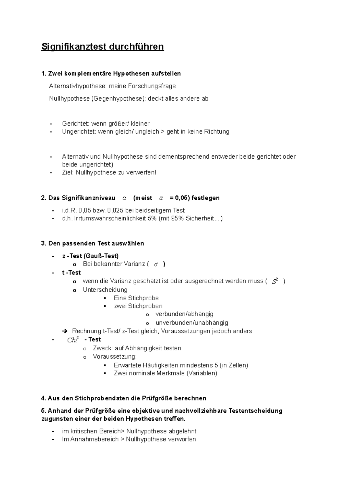 Signifikanztest durchführen - Zwei komplementäre Hypothesen aufstellen ...