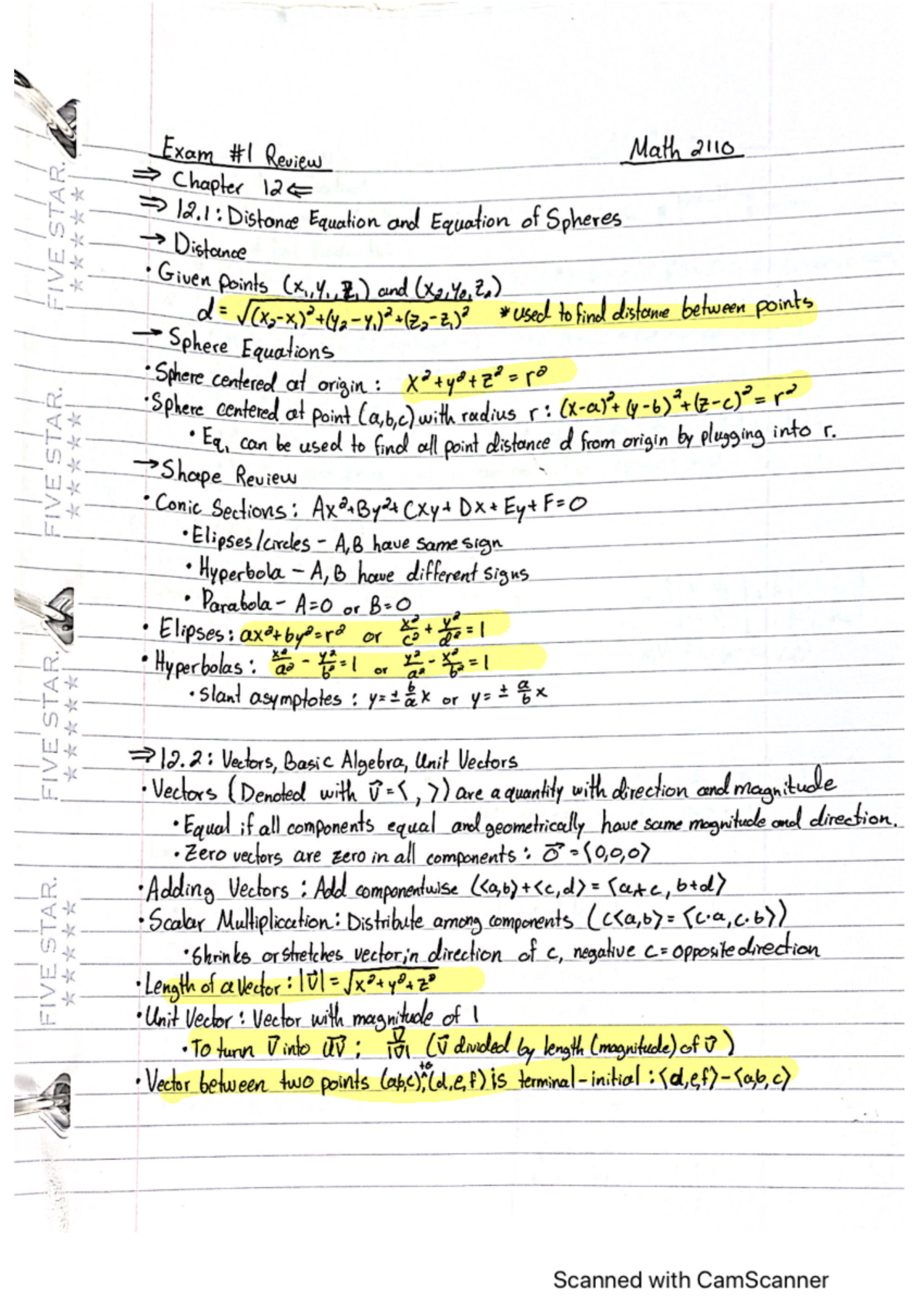 MATH 2110 Exam #1 Review Sheet - MATH 2110Q - Studocu