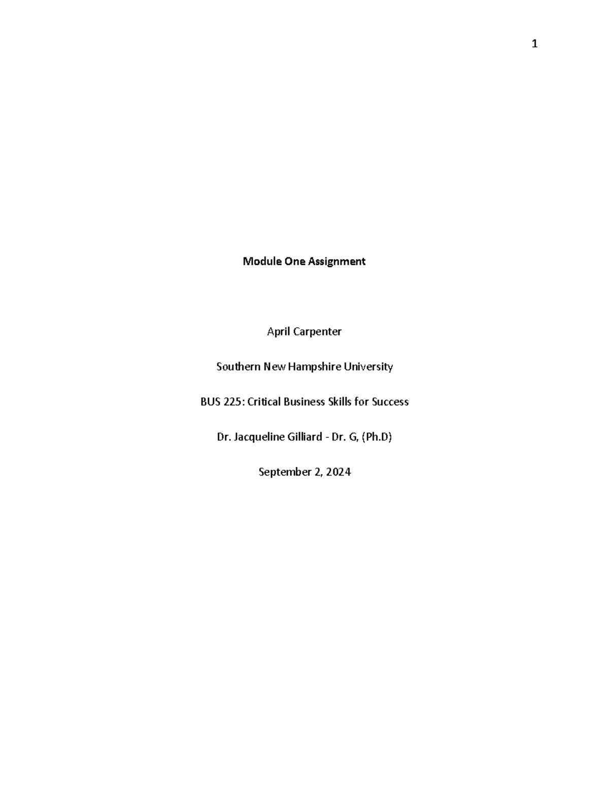Module one assignment - Module One Assignment April Carpenter Southern ...