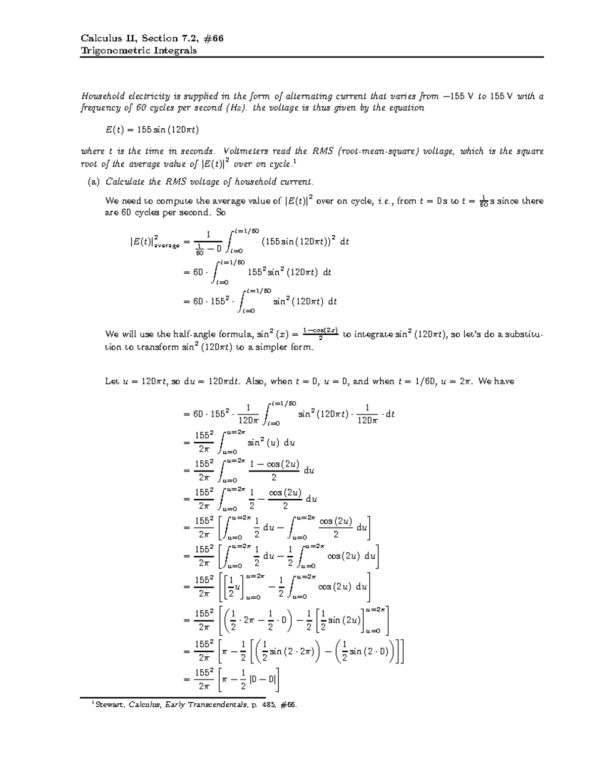 07-02-066 Trigonometric Integrals - Calculus II, Section 7 ...