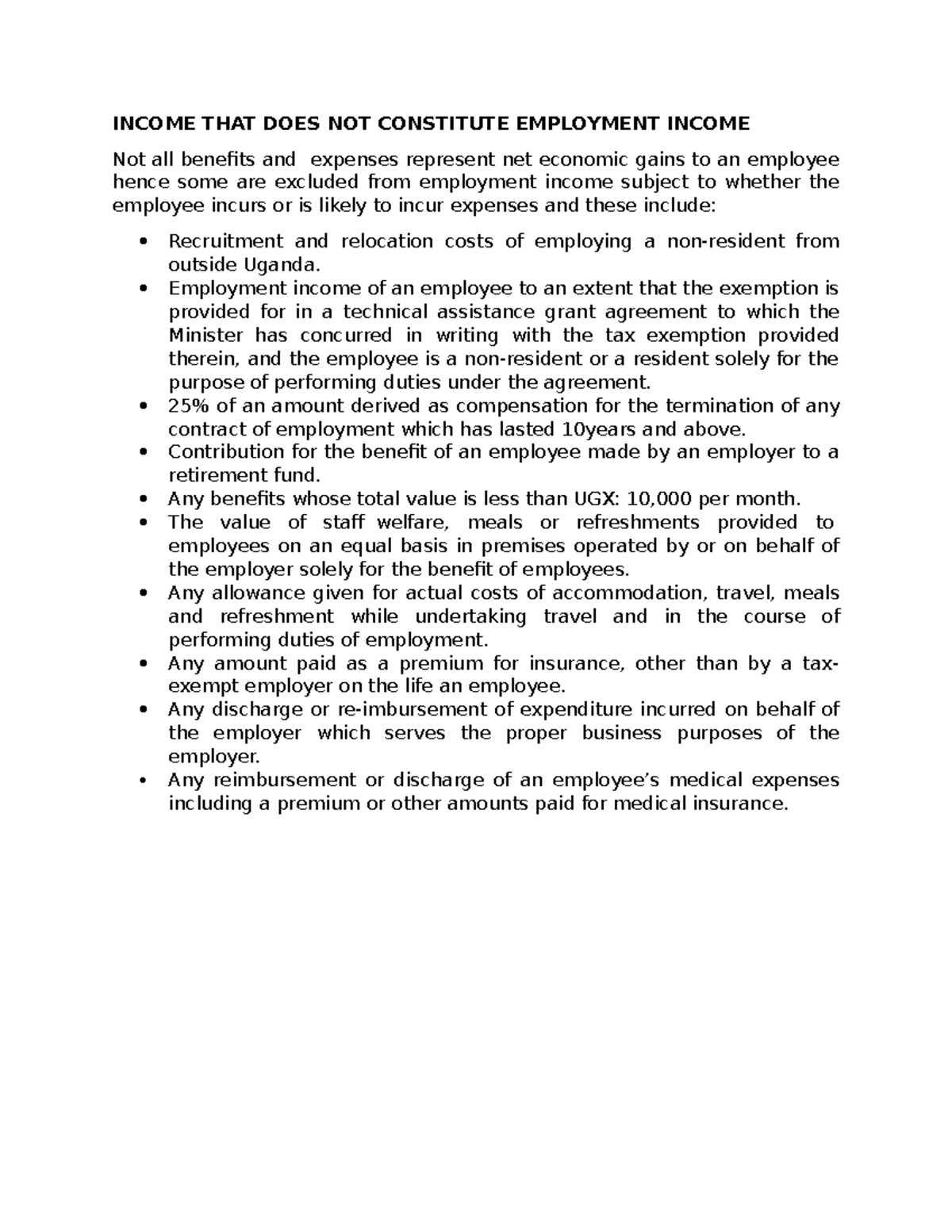 Income THAT DOES NOT Constitute Employment Income - INCOME THAT DOES ...