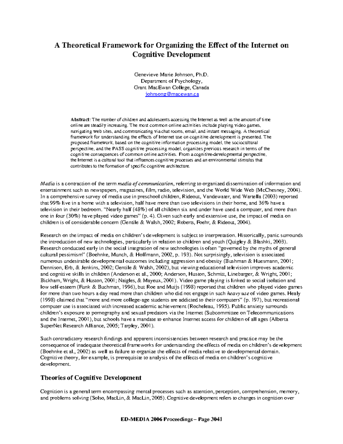 ED493998 - I just need it. - A Theoretical Framework for Organizing the ...