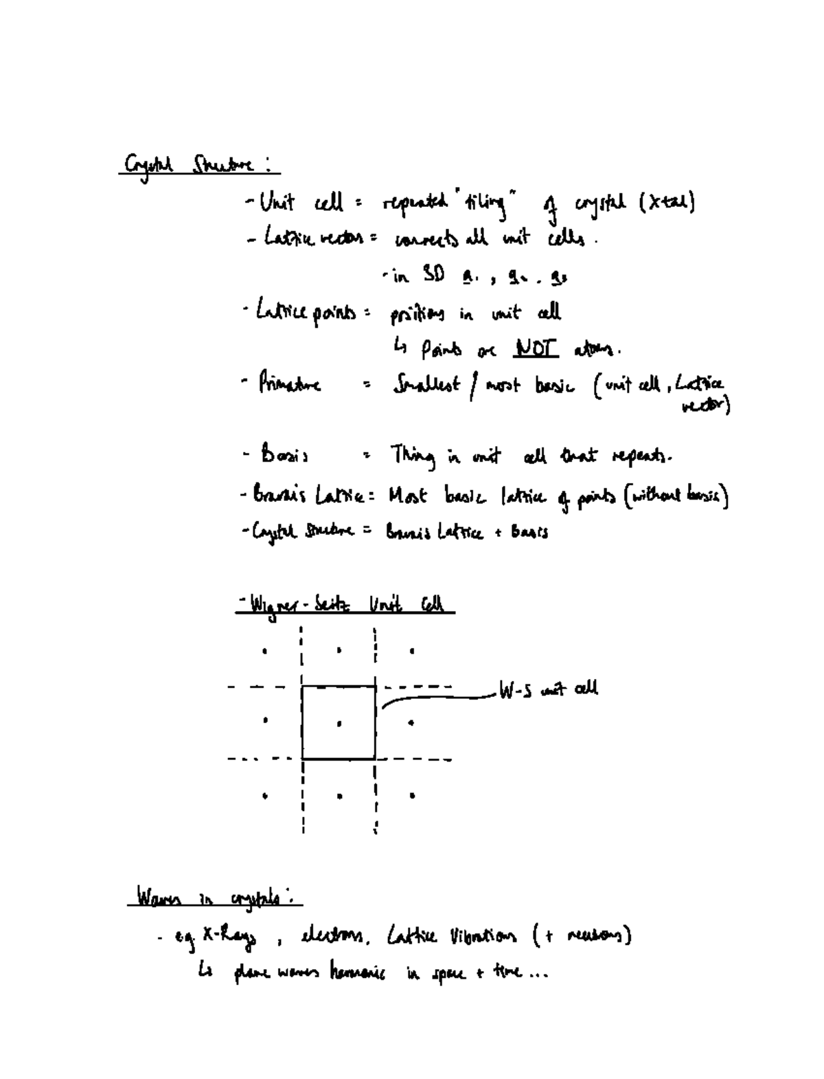 SSP 2 lecture notes - Crystal Structure Unit cell repeated tiling of ...