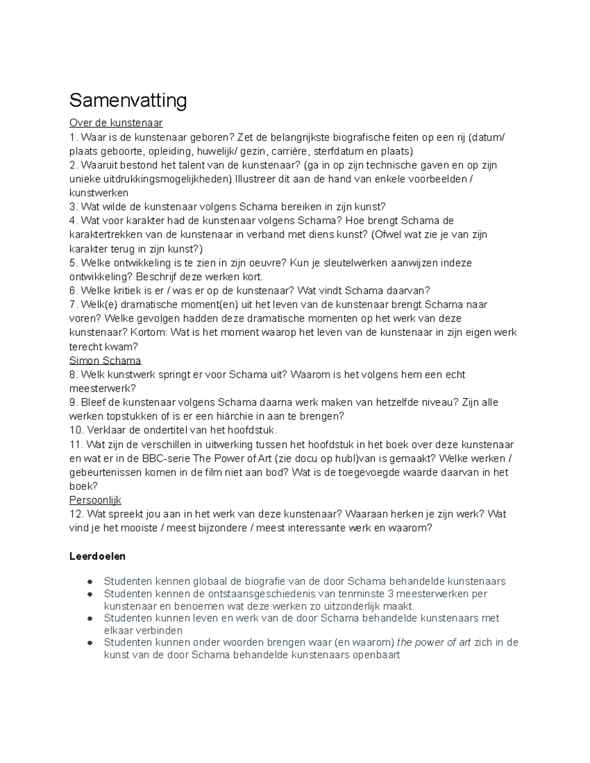 Samenvattingen HB Power of Art - Samenvatting Over de kunstenaar Waar ...