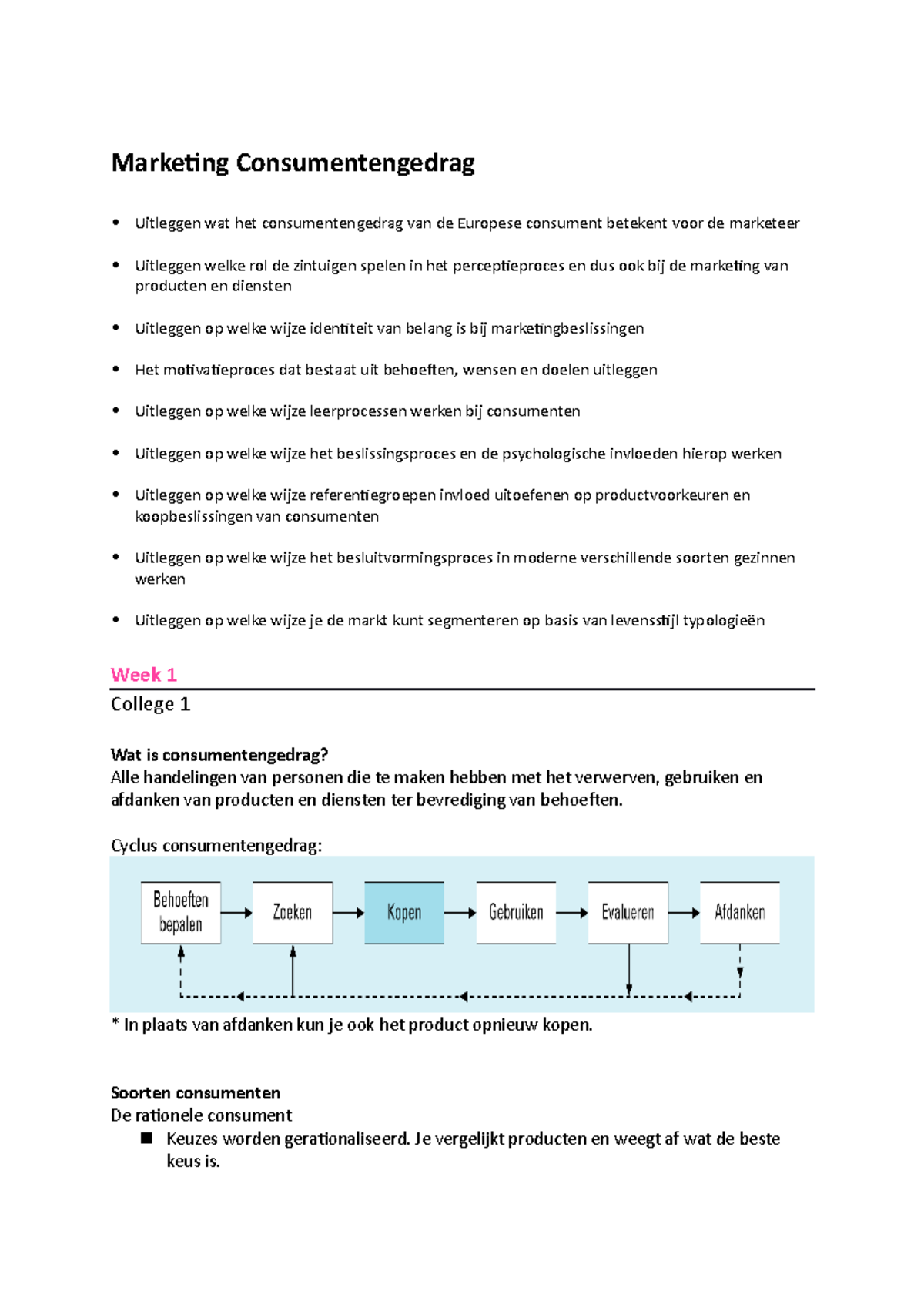 Marketing Consumentengedrag - Cyclus consumentengedrag: In plaats van ...