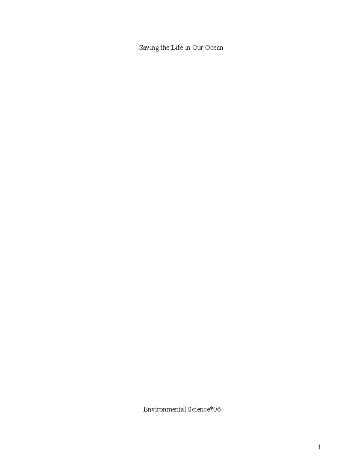 Ocean Conservation - Saving the Life in Our Ocean Environmental Science ...