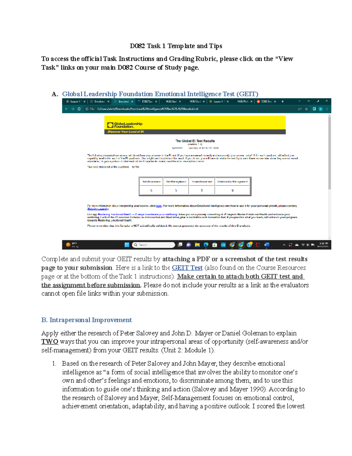 Task1assessment - D082 Task 1 Template and Tips To access the official Task Instructions and ...