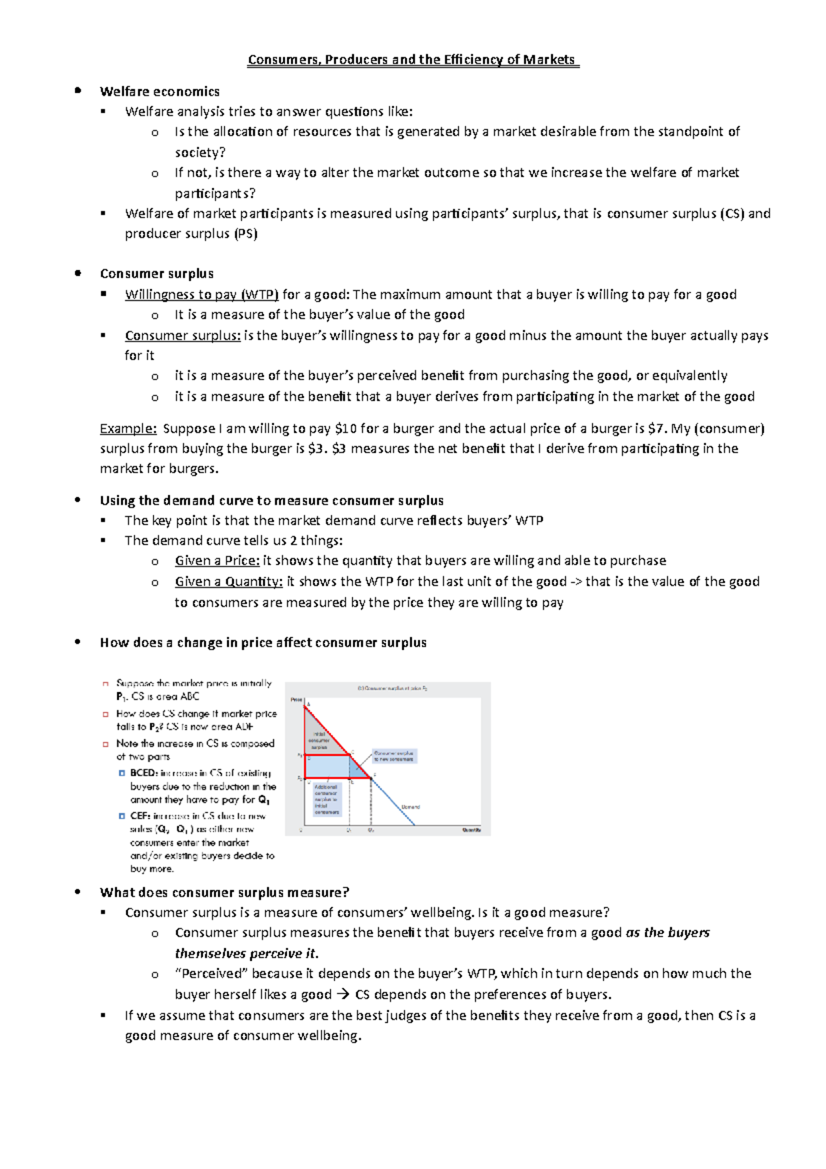 Lecture 4 - Efficiency of Markets - Consumers, Producers and the ...