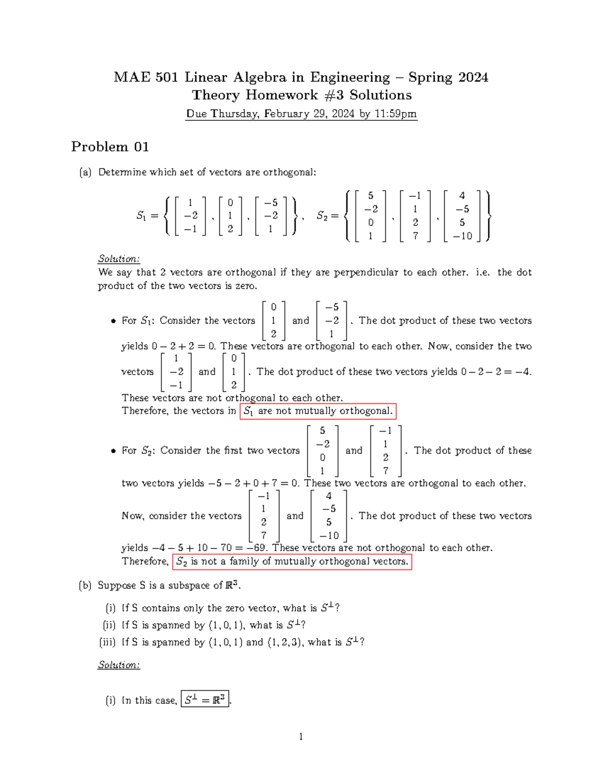 MAE501 Theory HW 3Solutions - MAE 501 Linear Algebra in Engineering ...