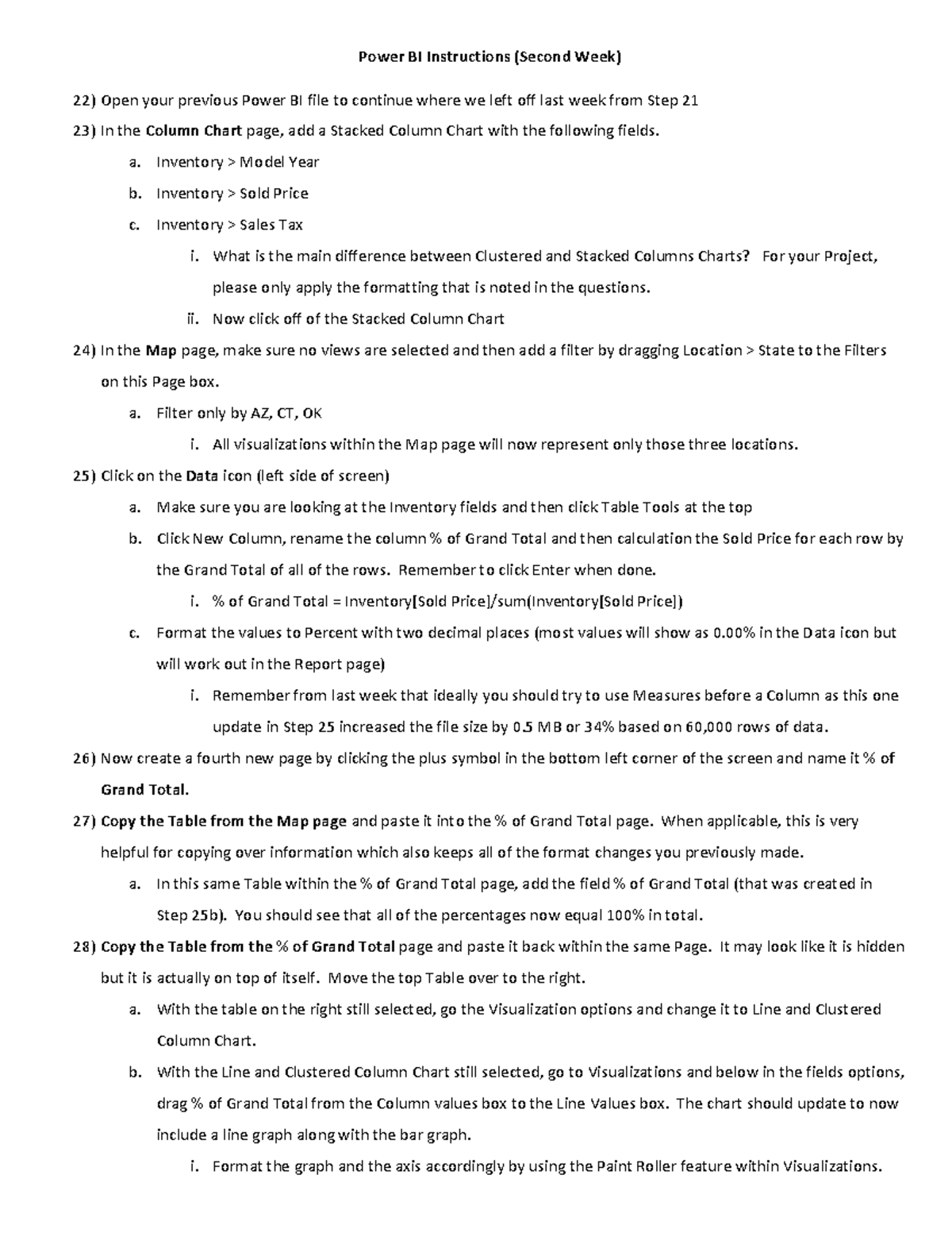 WEEK 9 - Power BI - Instructions (continued) - Power BI Instructions ...