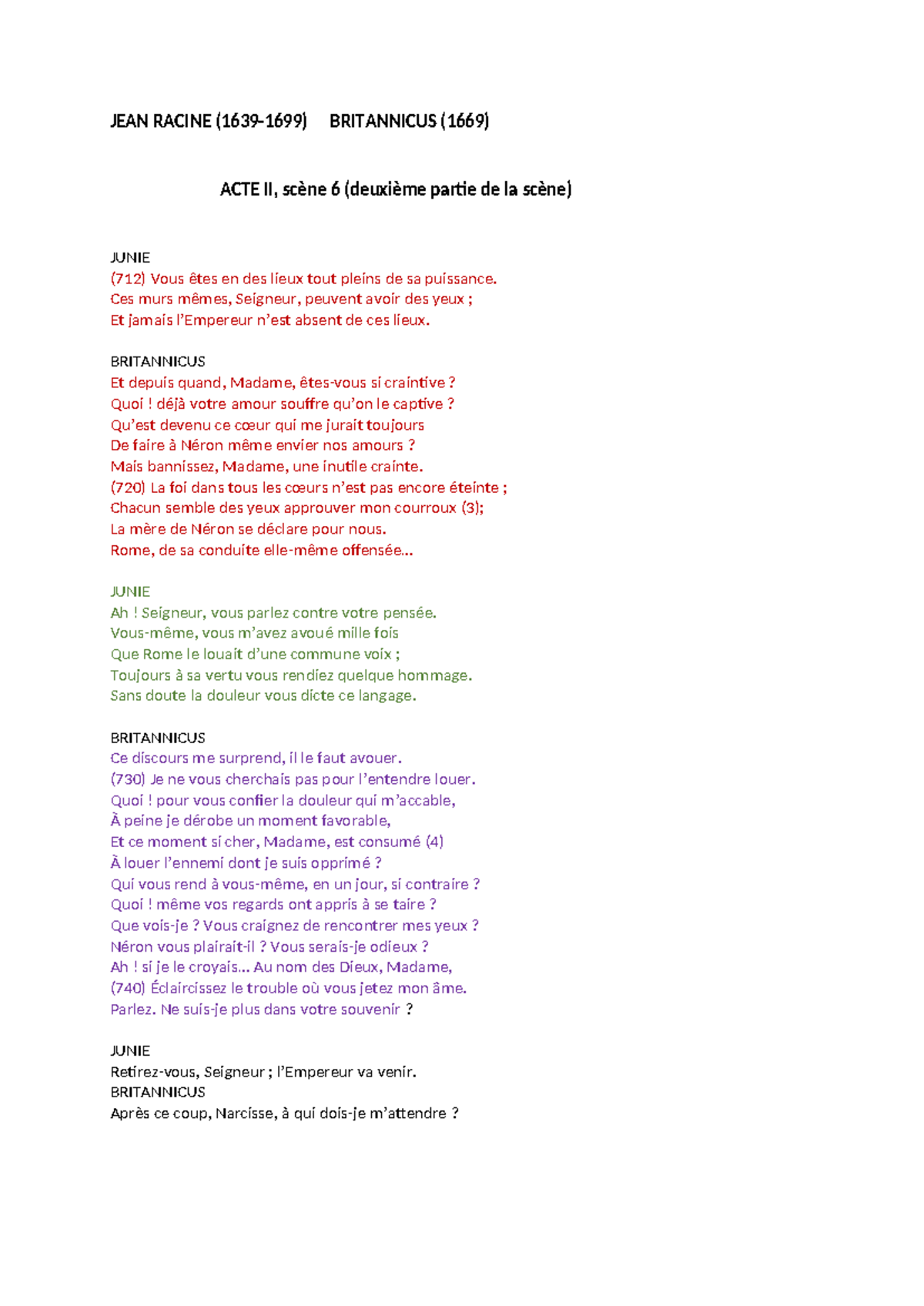 Analyse lineaire Britanicus Racine - JEAN RACINE (1639-1699 ...