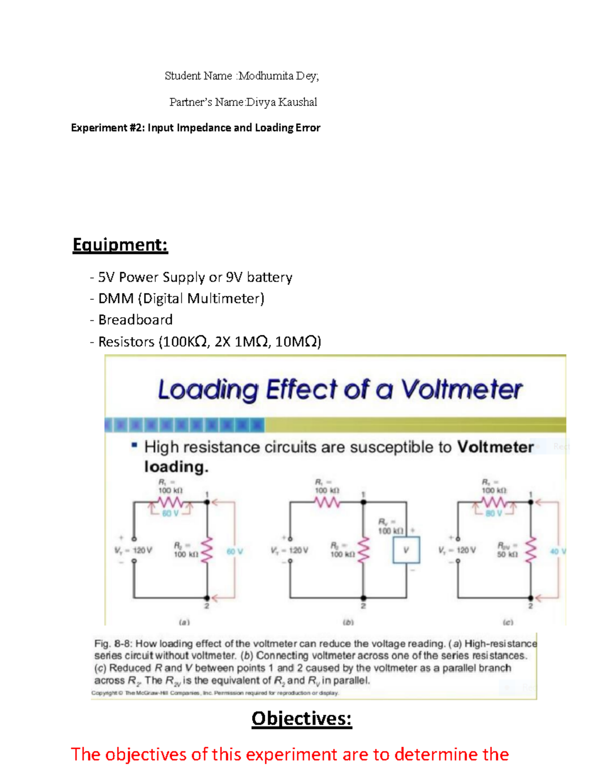 CET 3615 Lab #2 Report - Student Name :Modhumita Dey; Partner’s Name:Divya Kaushal Experiment #2 ...