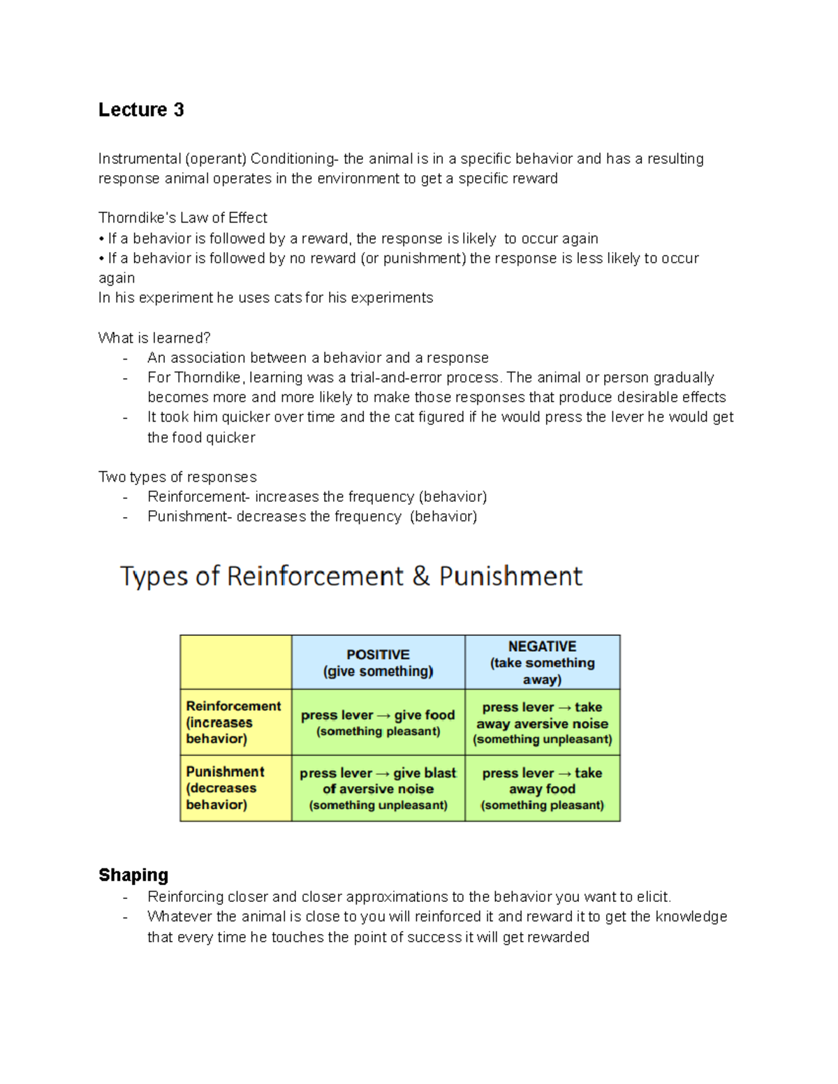 Psych 9B Lecture 3 - Fall quarter - Lecture 3 Instrumental (operant ...