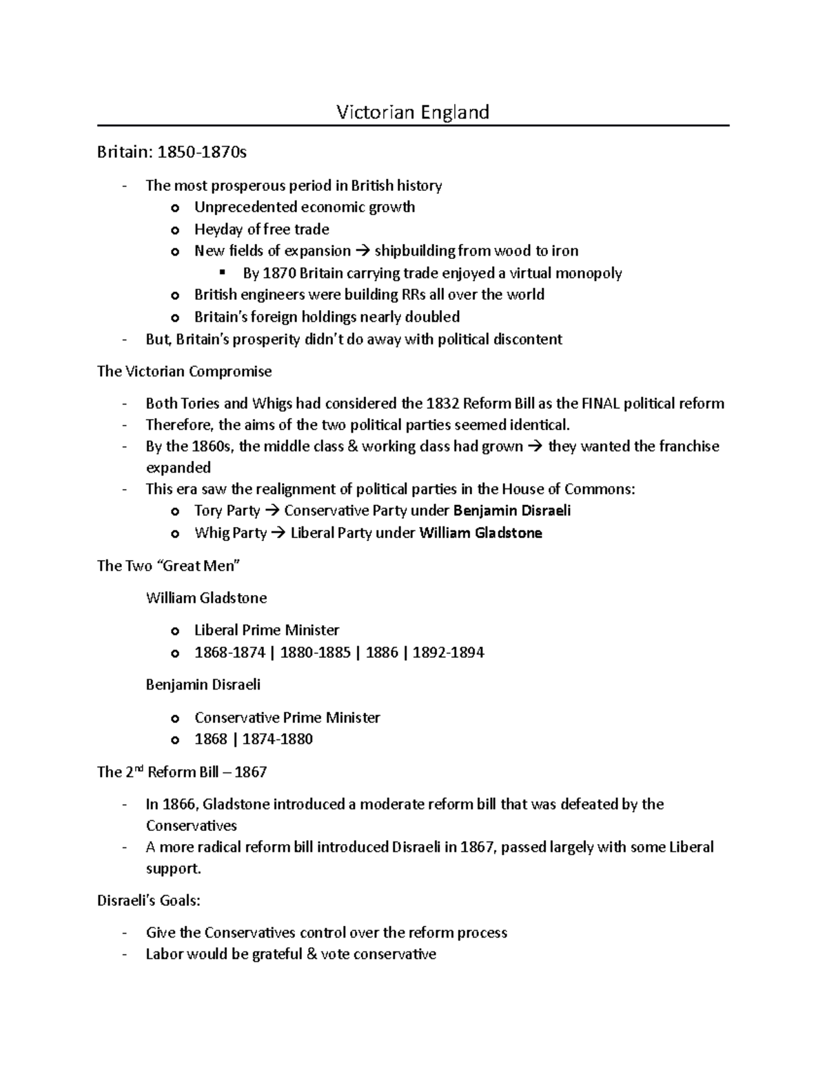 Victorian England - Covers the AP European History Notes (Uploader ...