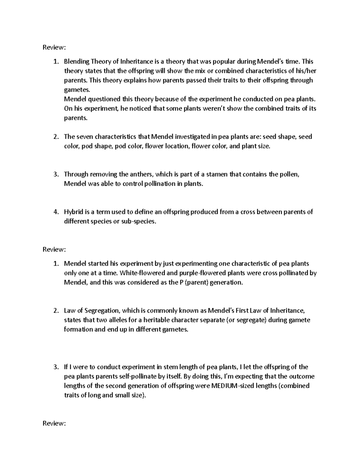 Bio-Genetics - Reviewer in Genetics 2 - Review: 1. Blending Theory of ...