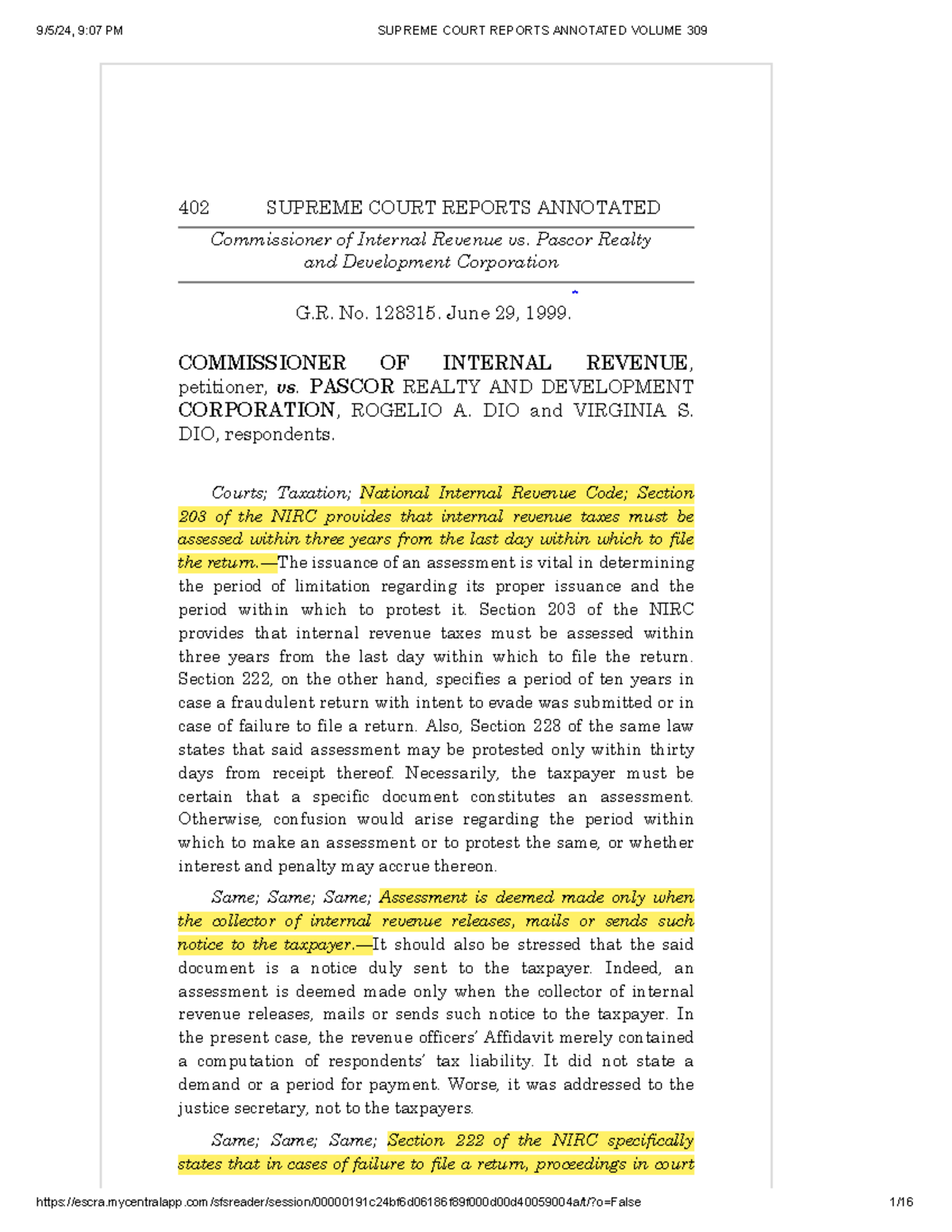 CIR v. Pascor - cir rules - 402 SUPREME COURT REPORTS ANNOTATED ...