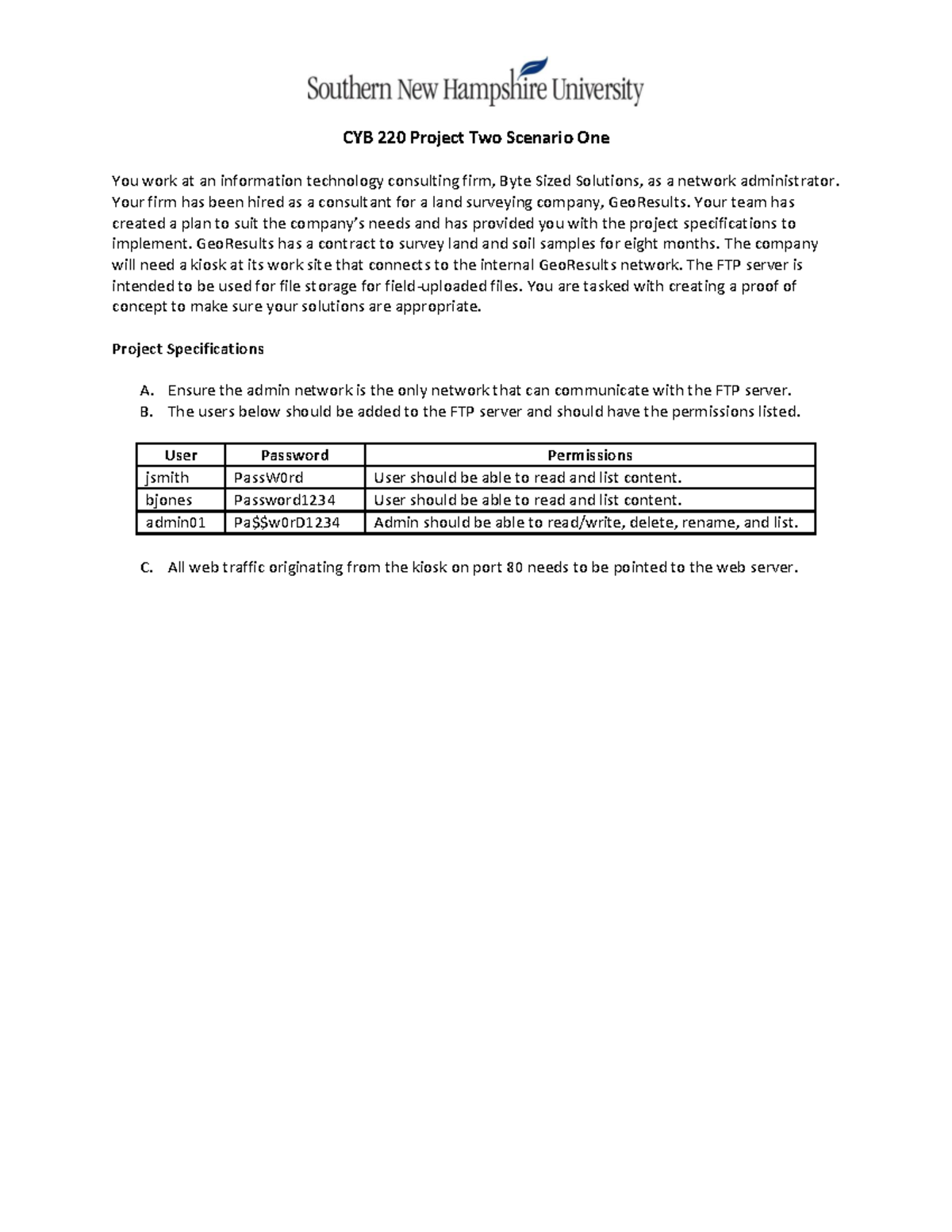 CYB 220 Project Two Scenario 1 - CYB 220 Project Two Scenario One You ...