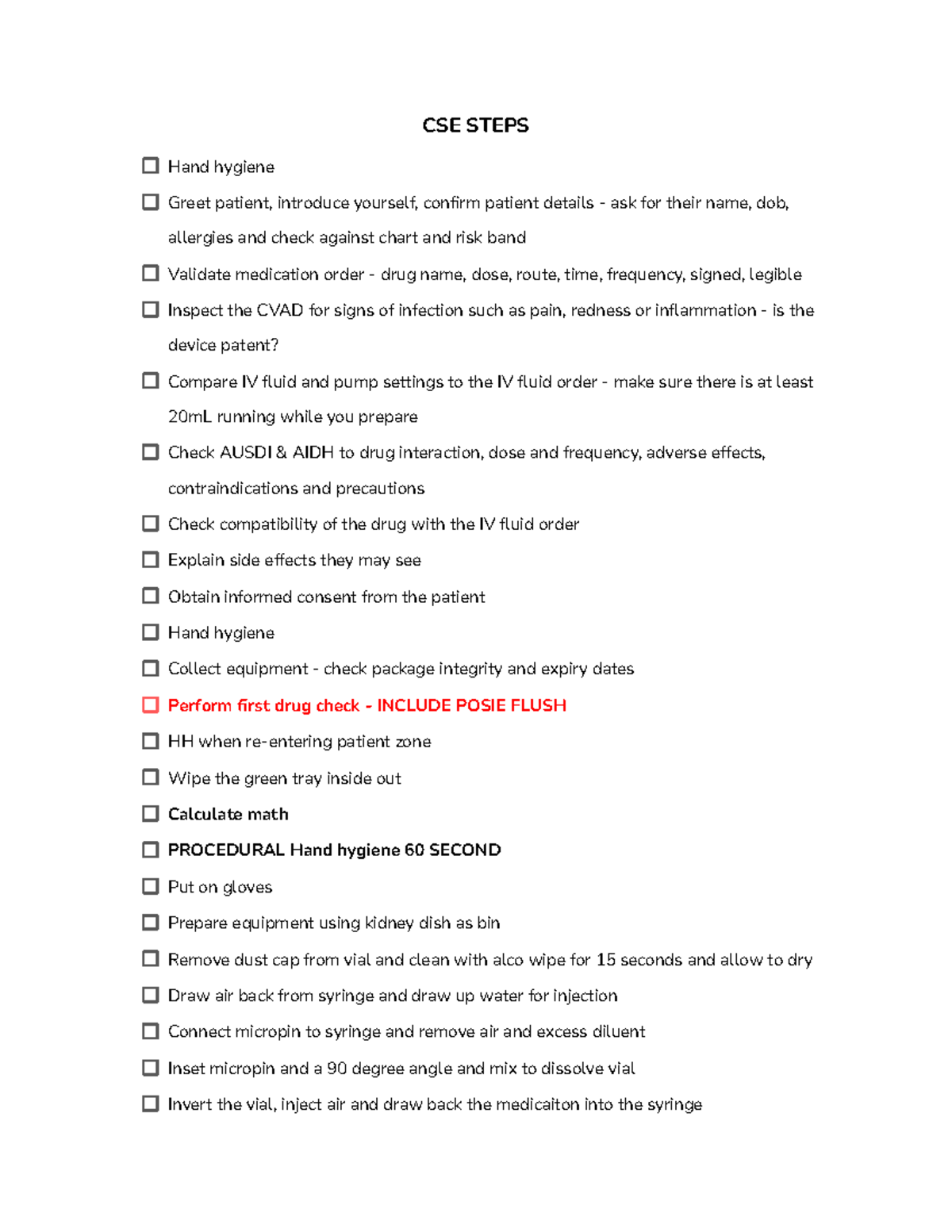 CSE PREP - PP5 CSE PREP - CSE STEPS Hand hygiene Greet patient, introduce yourself, confirm ...