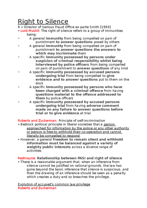TUTORIAL 2 ADVERSE INFERENCES FROM SILENCE - Tutorial Two Questions on ...