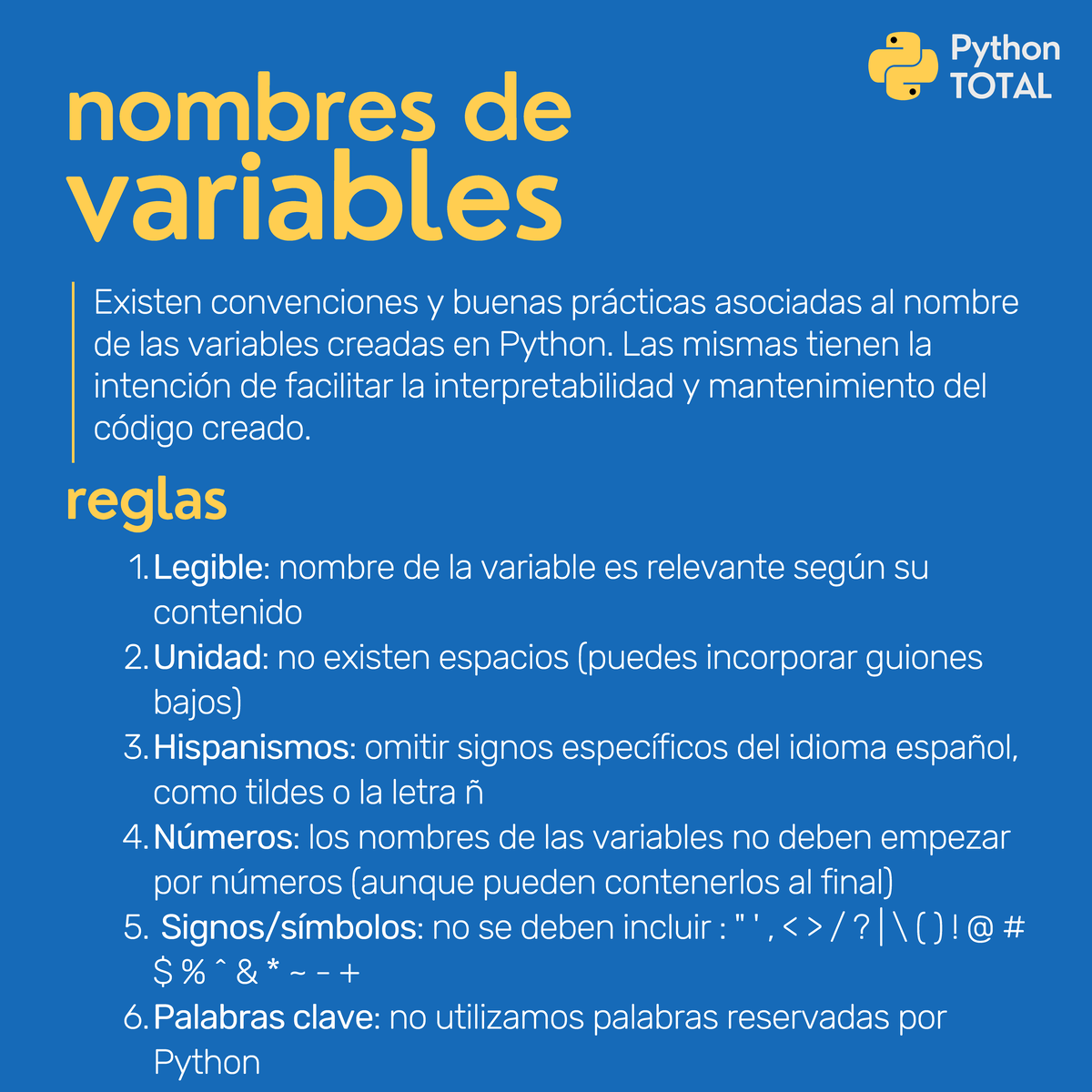 Los+Nombres+de+las+Variables - Existen convenciones y buenas prácticas asociadas al nombre de ...
